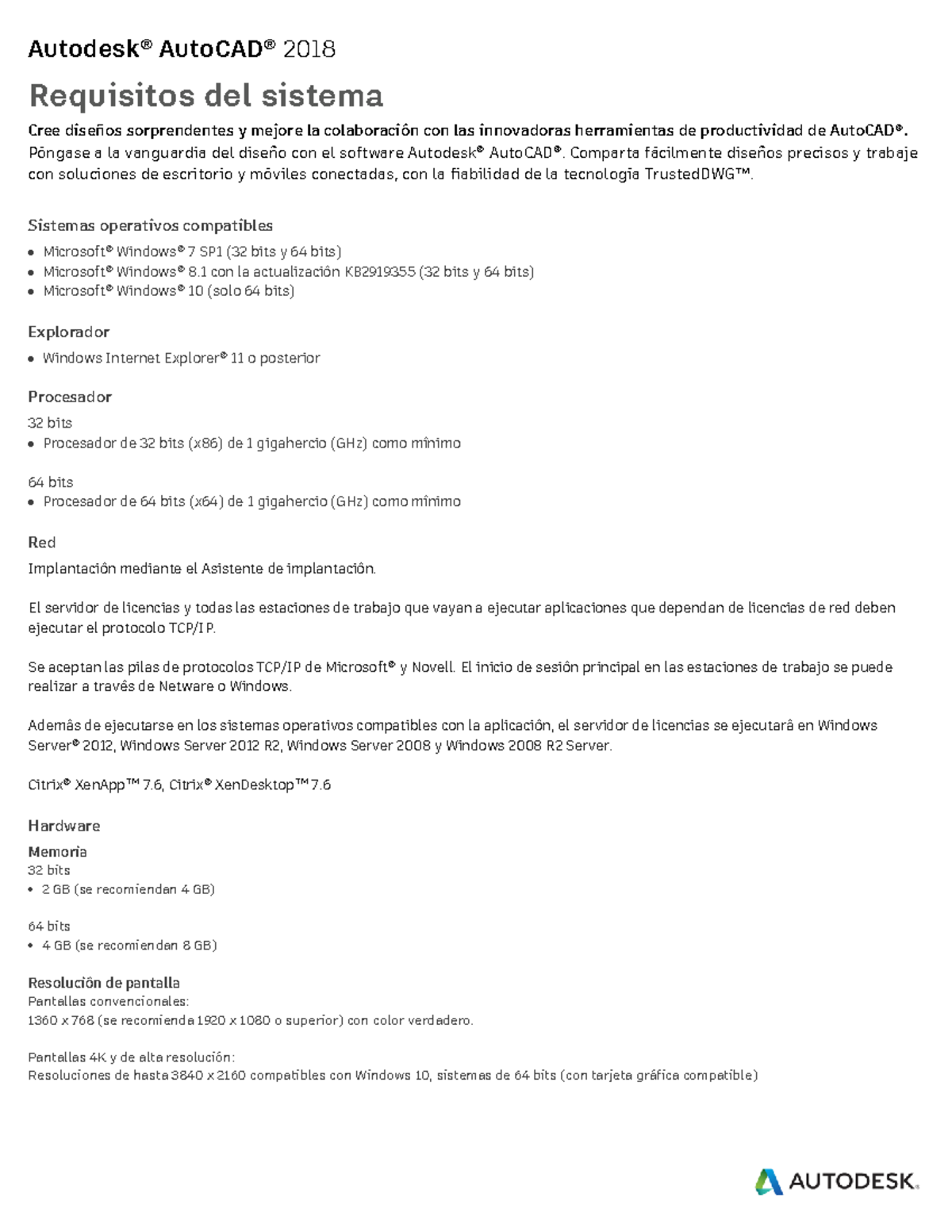 Auto CAD 2018 System Requirements-ES-LA - Autodesk ® AutoCAD ® 2018 ...
