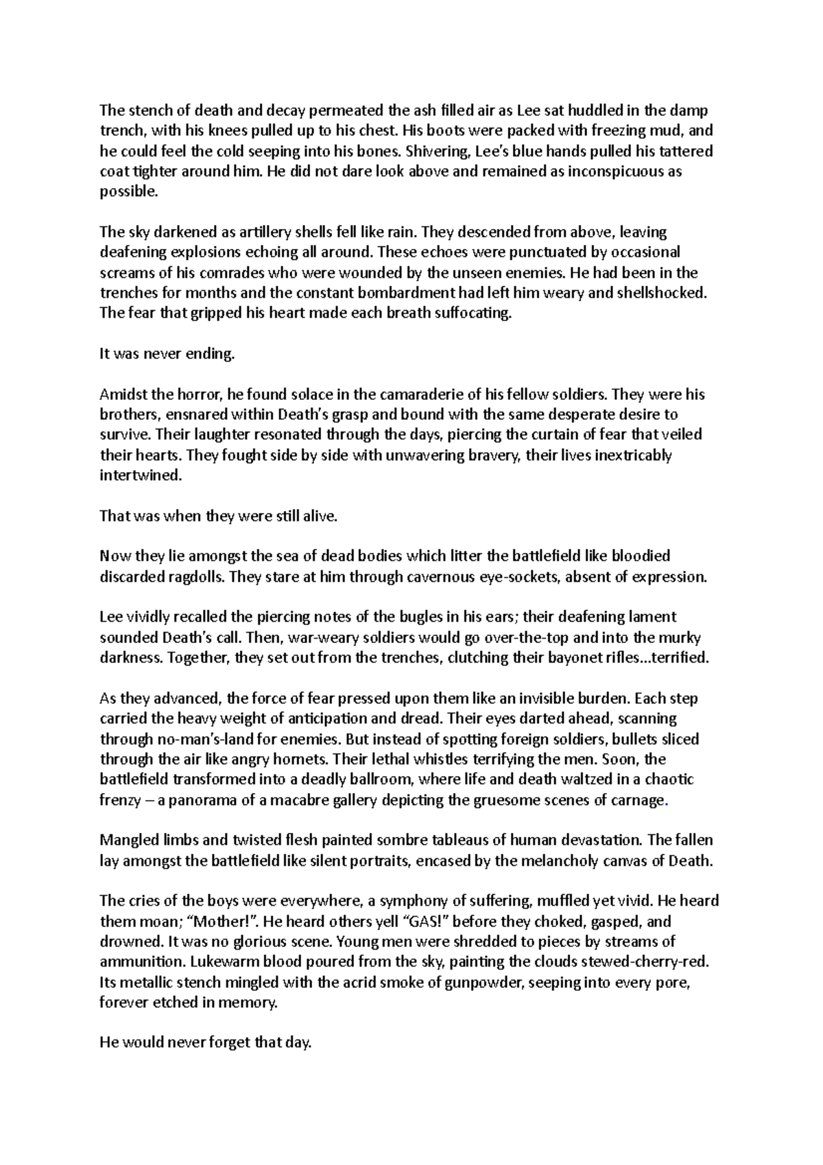 English IA3 preperation - The stench of death and decay permeated the ...