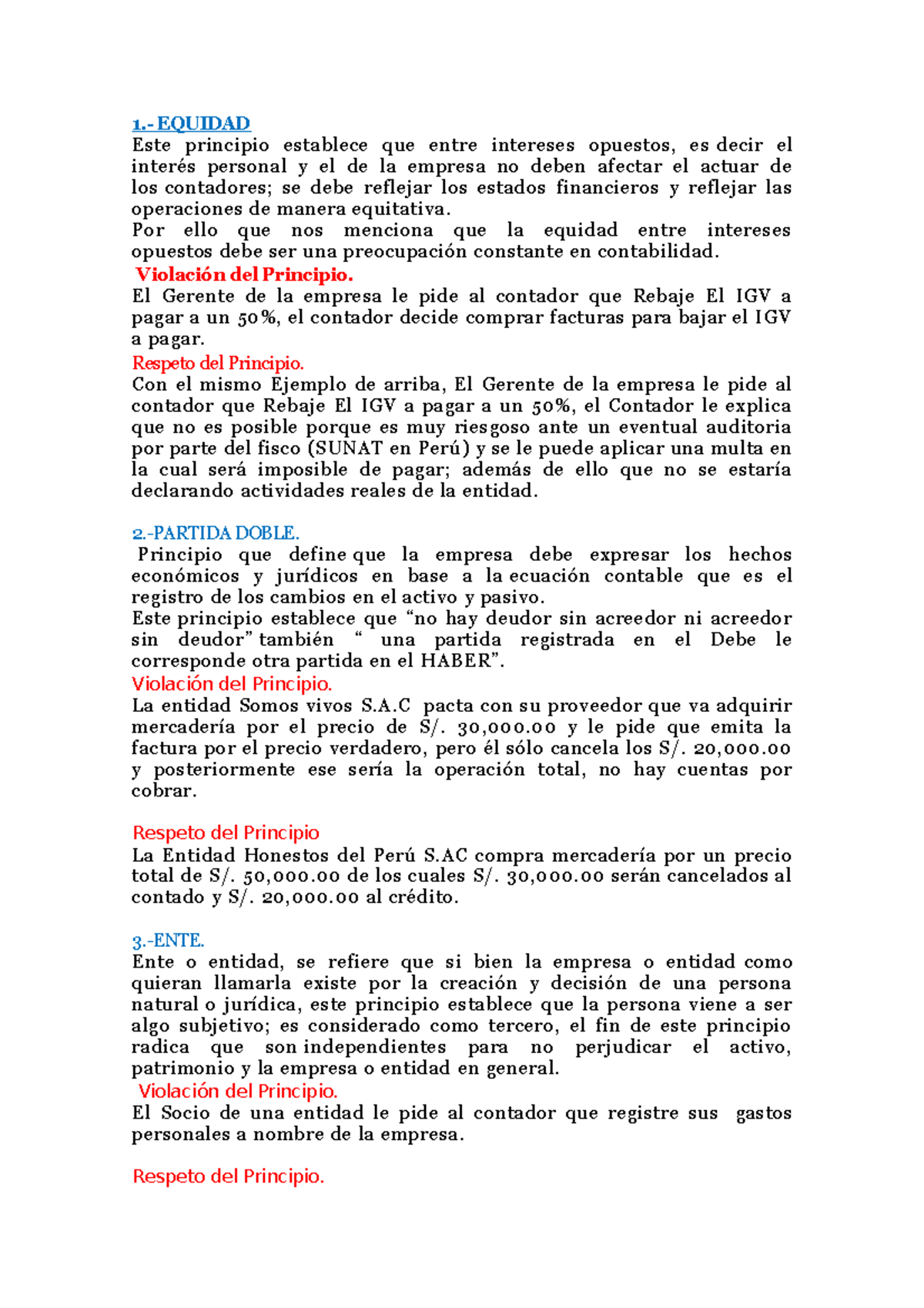 Principios Contables Generalmente Aceptados - 1.- EQUIDAD Este ...