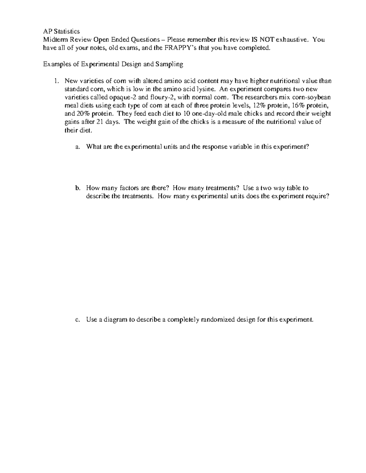 AP+Stat+Open+Ended+Review-+Revised - AP Statistics Midterm Review Open ...