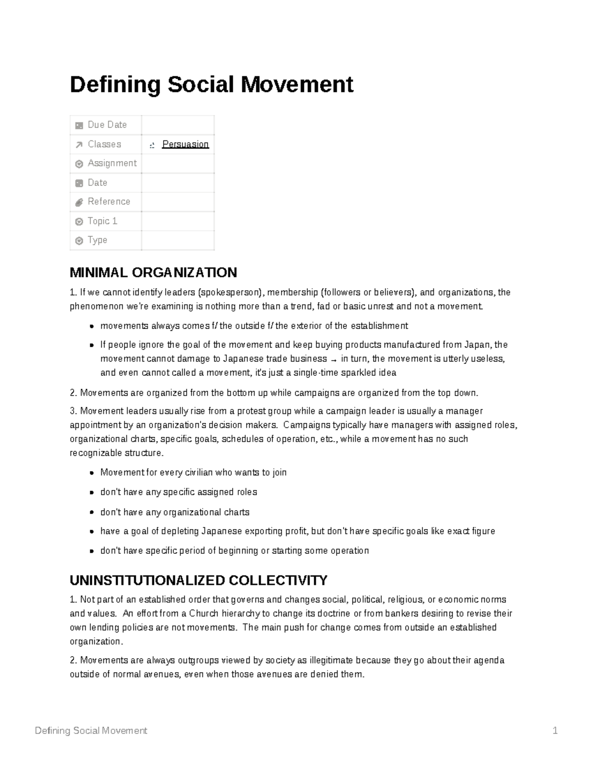 Defining Social Movement - movements always comes f/ the outside f/ the ...