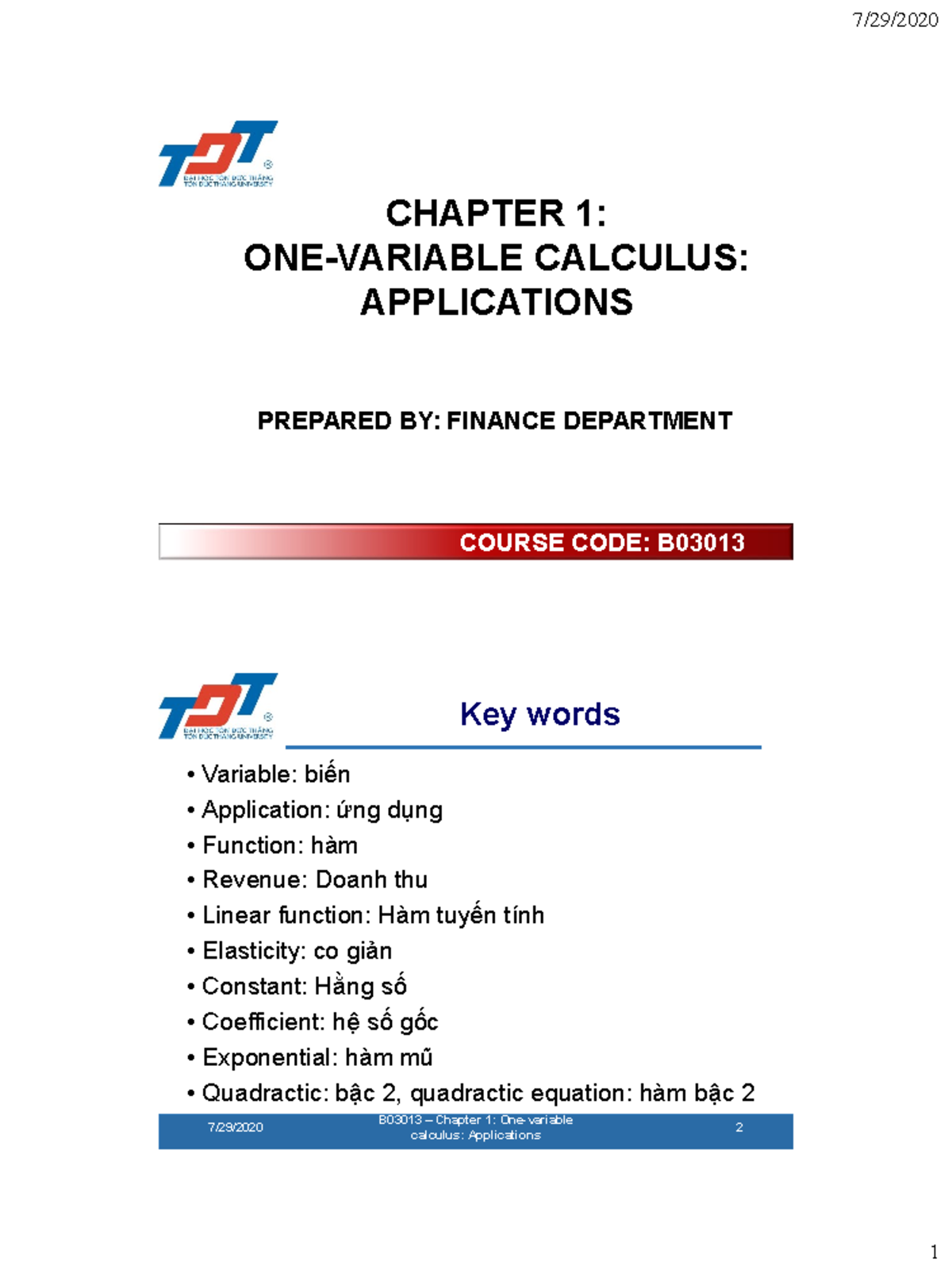 B03013 Chapter 1 ONE Variable Calculus 0 - 7/29/2020 B03013calculus ...