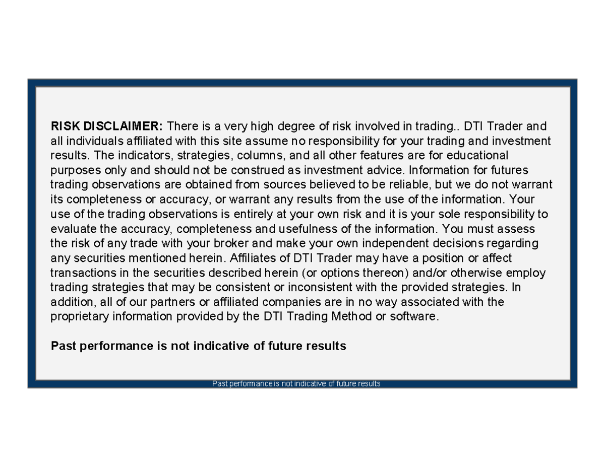MTI Session - MTI - RISK DISCLAIMER: There is a very high degree of ...