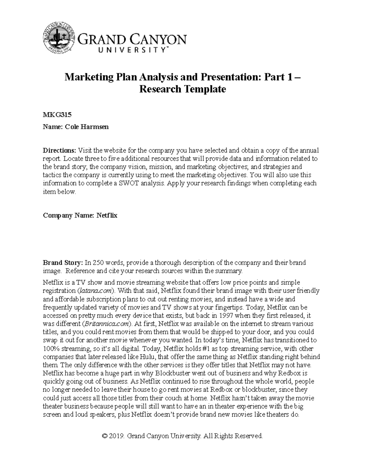 benchmark project part 1 - Marketing Plan Analysis and Presentation ...