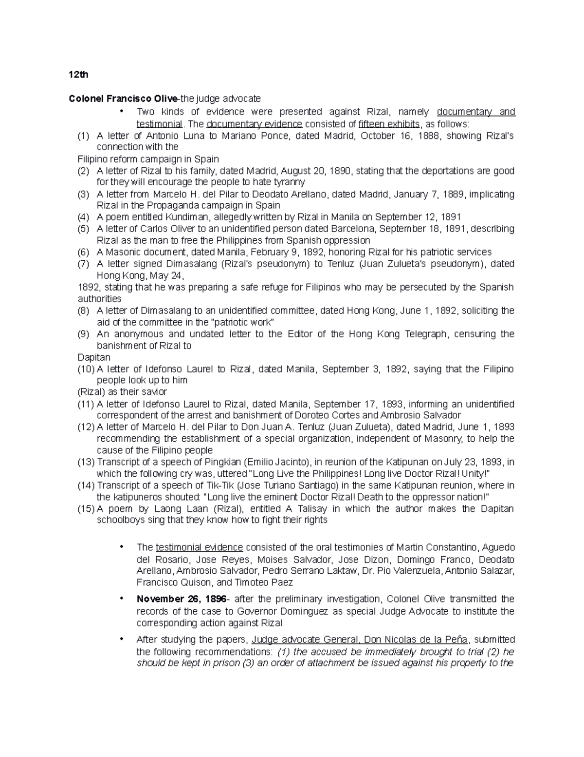 12th - Good - 12th Colonel Francisco Olive-the judge advocate • Two ...