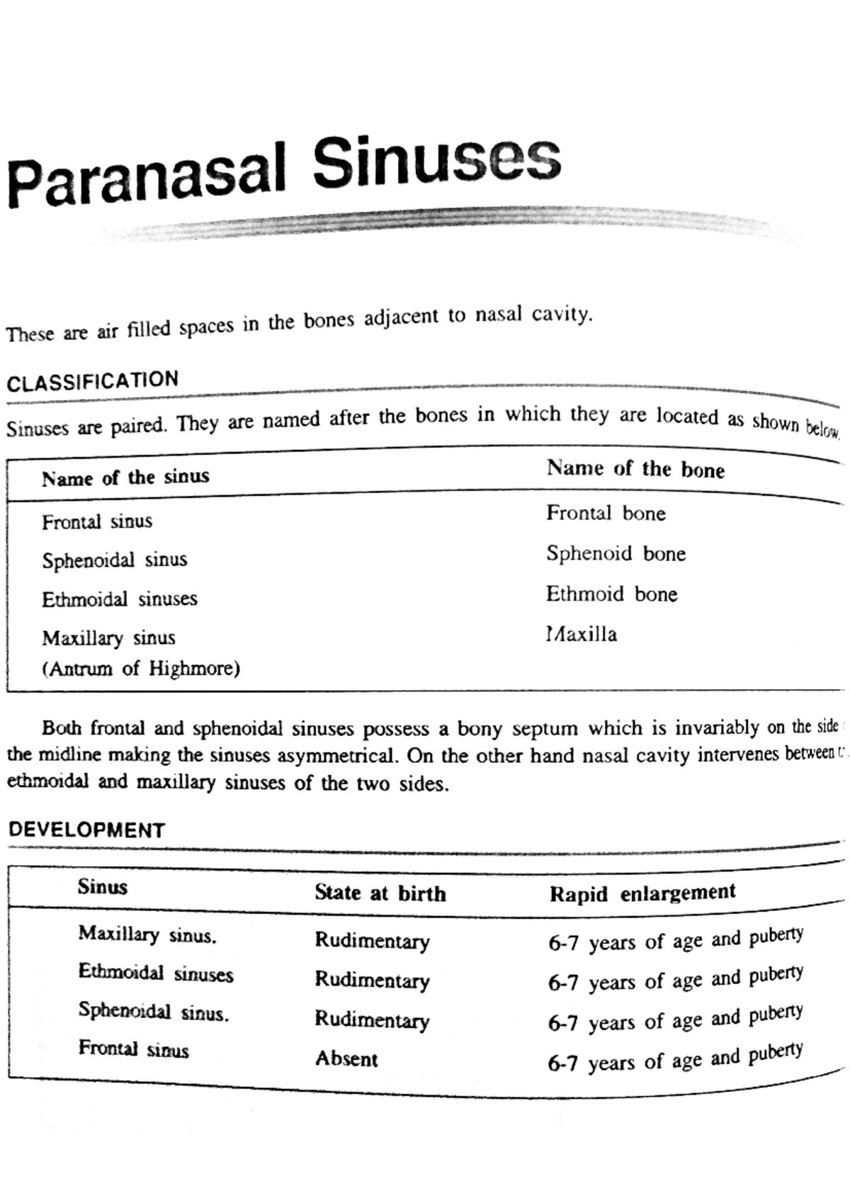 Paranasal sinuses - Anatomy of head and neck region - BDS - Studocu