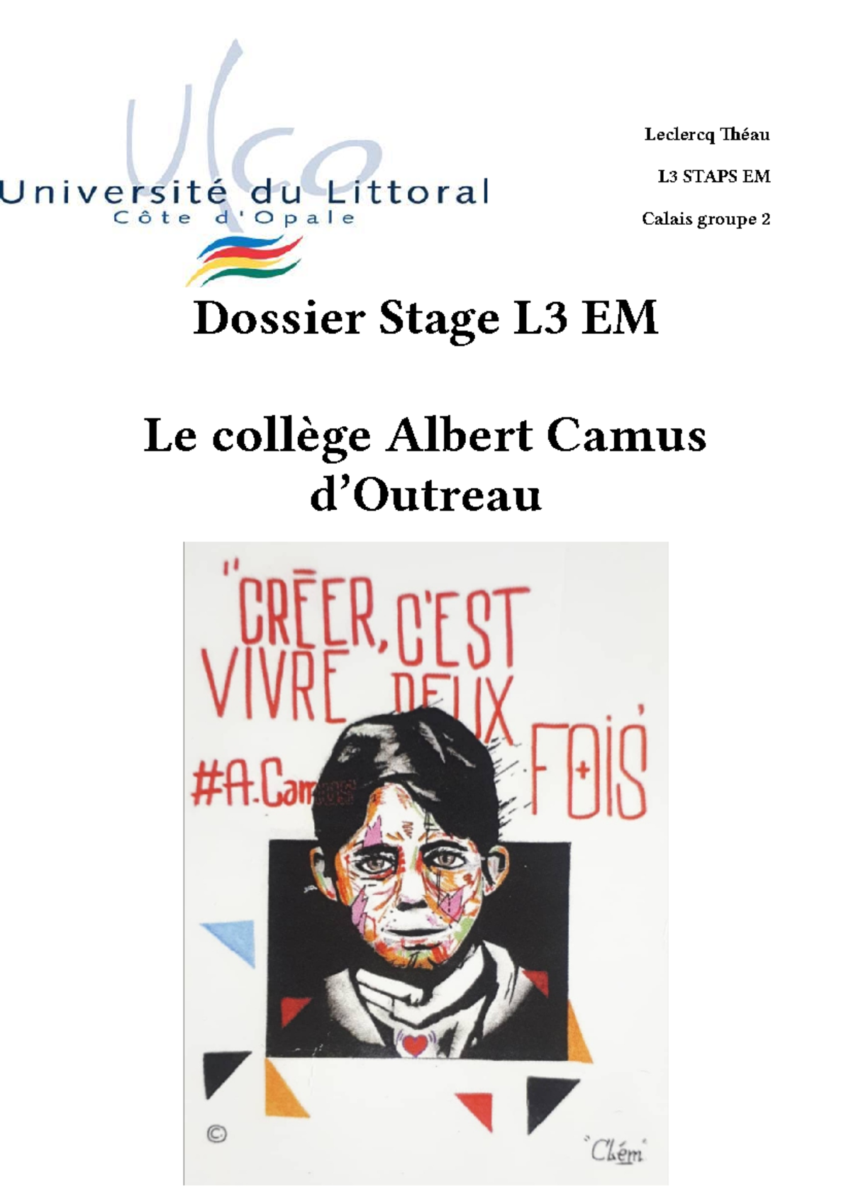 Dossier Stage EPS - Leclercq TThéau L3 STAPS EM Calais groupe 2 Dossier ...