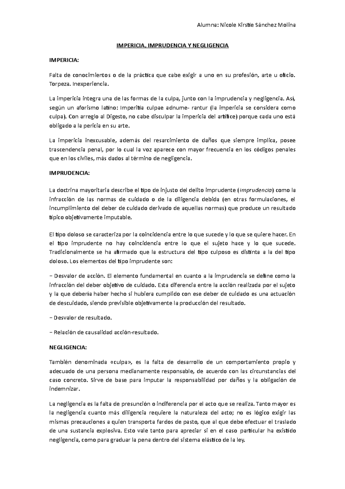 Impericia - Alumna: Nicole Kirstie Sánchez Molina IMPERICIA ...
