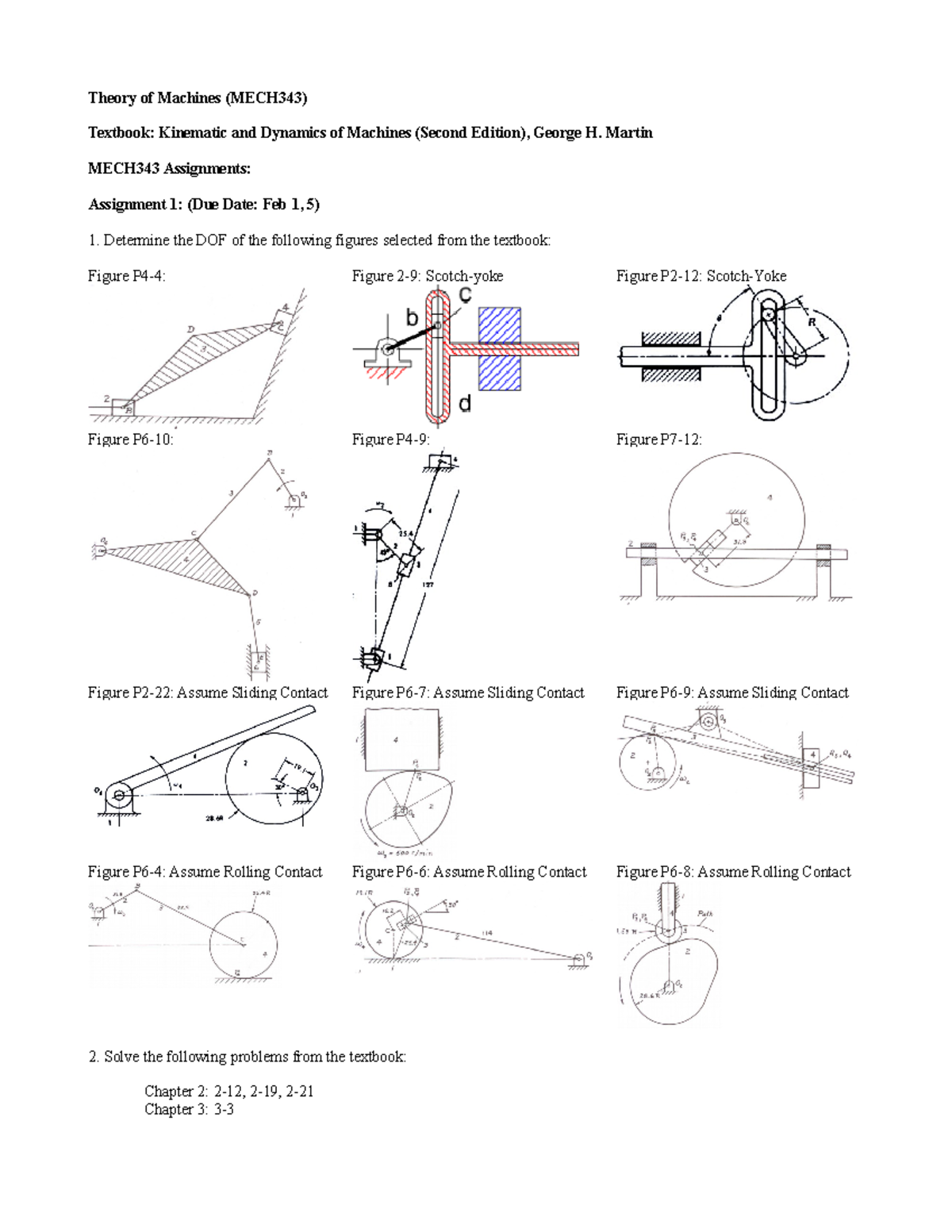 MECH343 Assignment and due dates winter 2021 - Theory of Machines ...