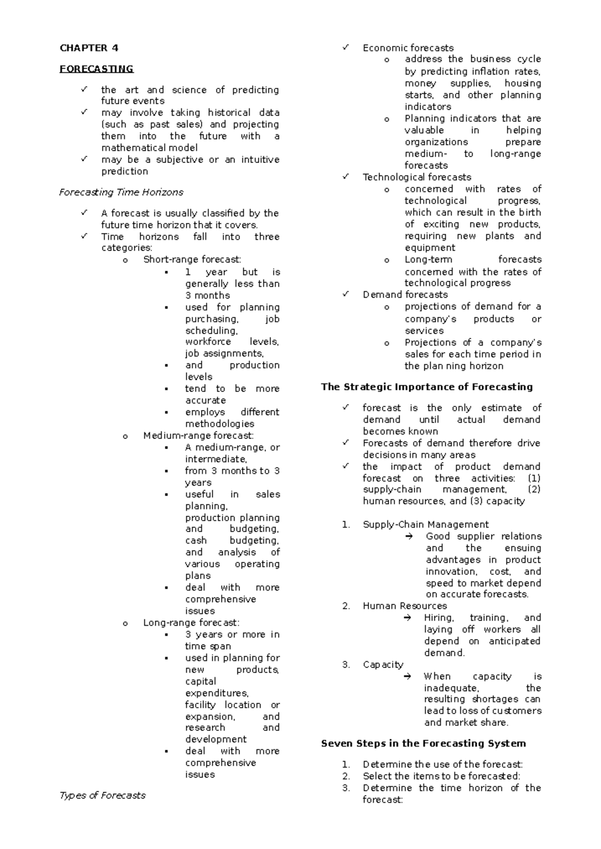 Chapter 4 - Forecasting - CHAPTER 4 FORECASTING the art and science of predicting future events ...