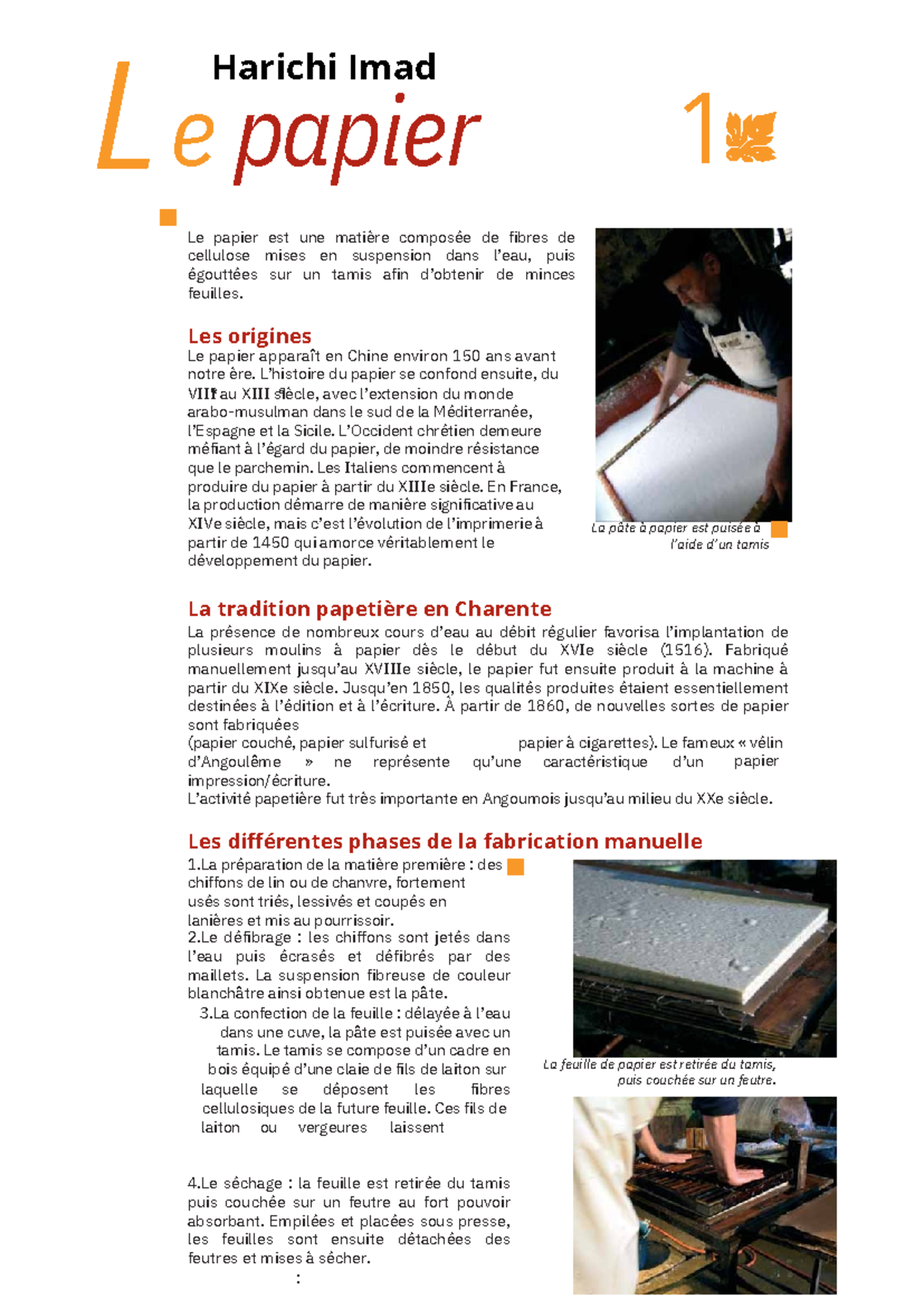 Origine de papier pour developper une autre information dans ctte ...