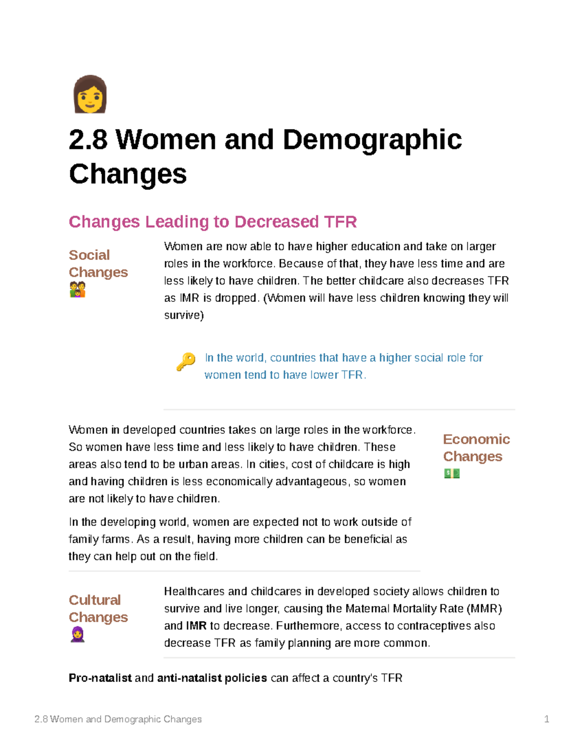 Women and demographic changes - Because of that, they have less time ...