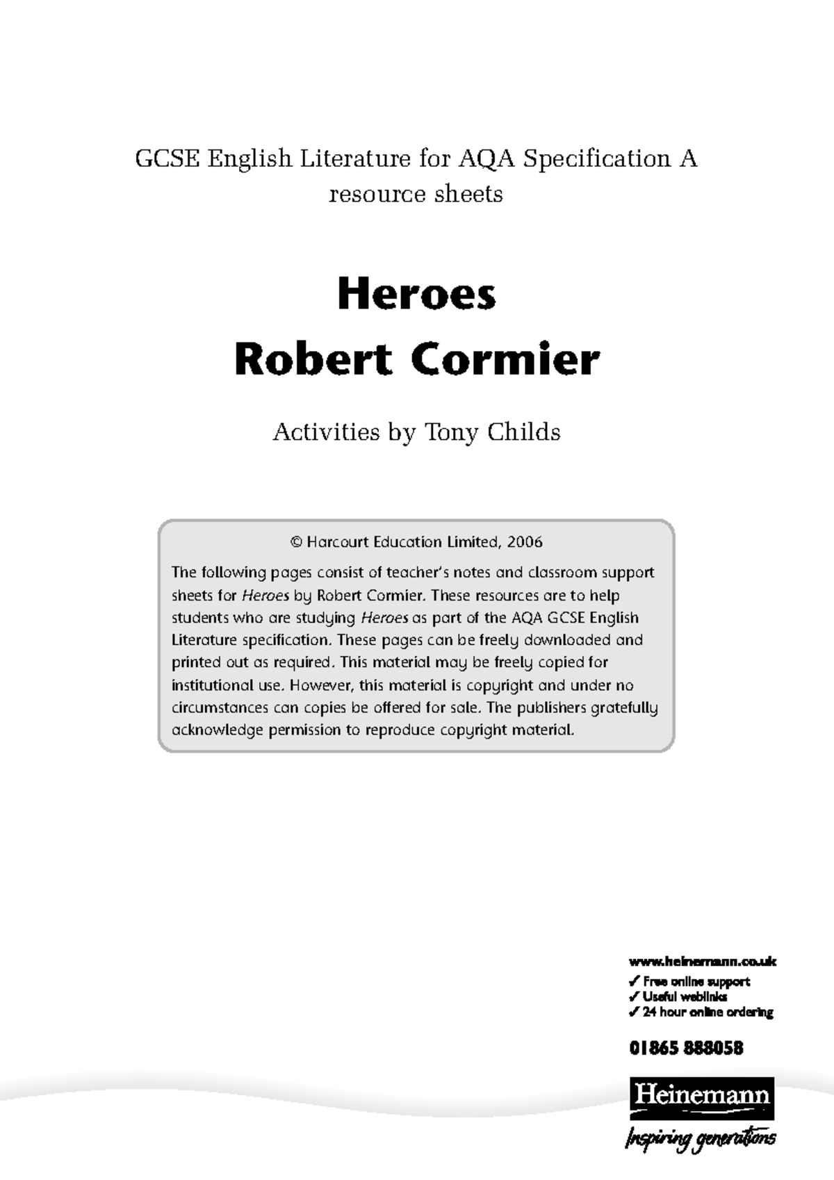 Heroes [windmill pdf] - Novel Study - GCSE English Literature for AQA ...