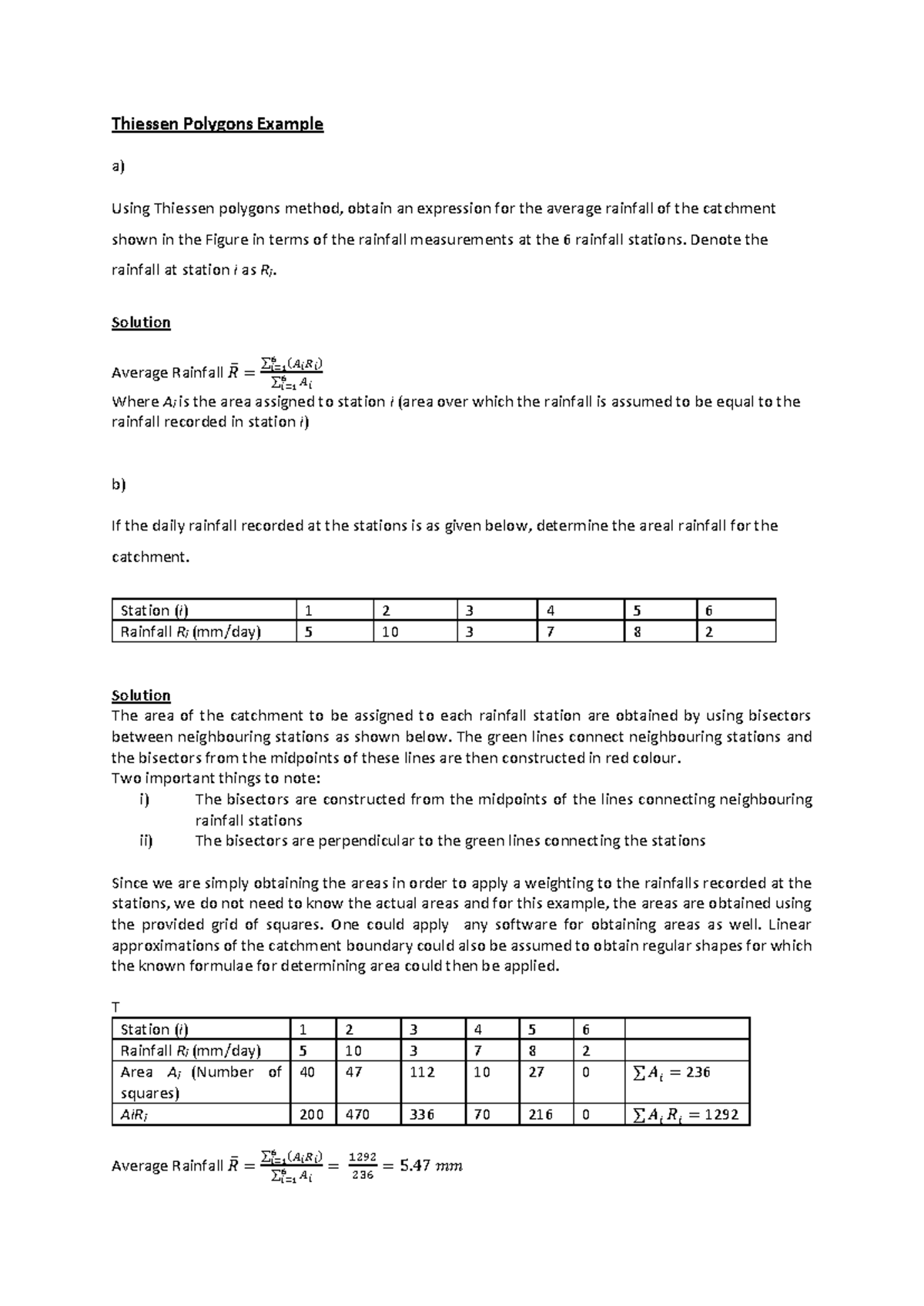 Thiessen Polygons Example - Thiessen Polygons Example a) Using Thiessen ...