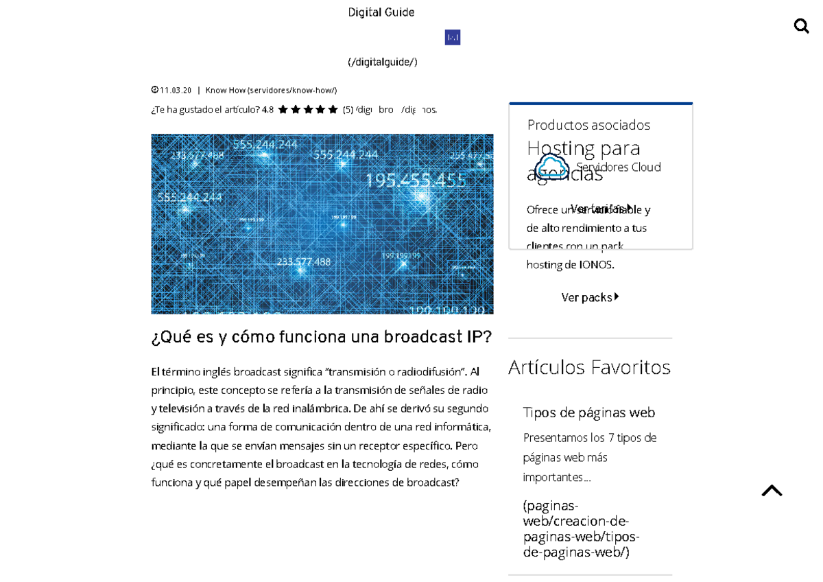 Broadcast IP Todo sobre las direcciones de broadcast - Ionos - 11.03|Know How - Studocu