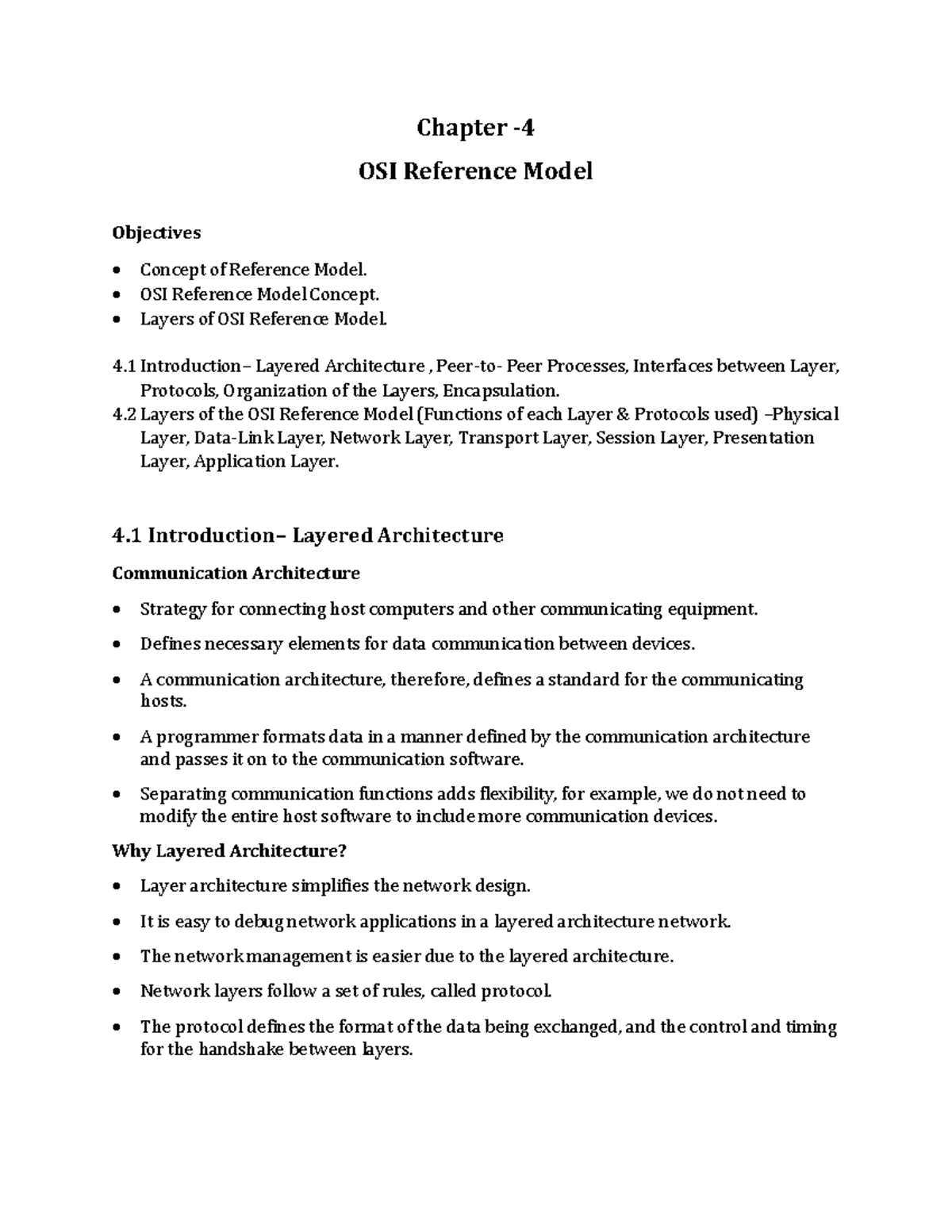 Chapter-4 - Chapter - OSI Reference Model Objectives Concept of ...