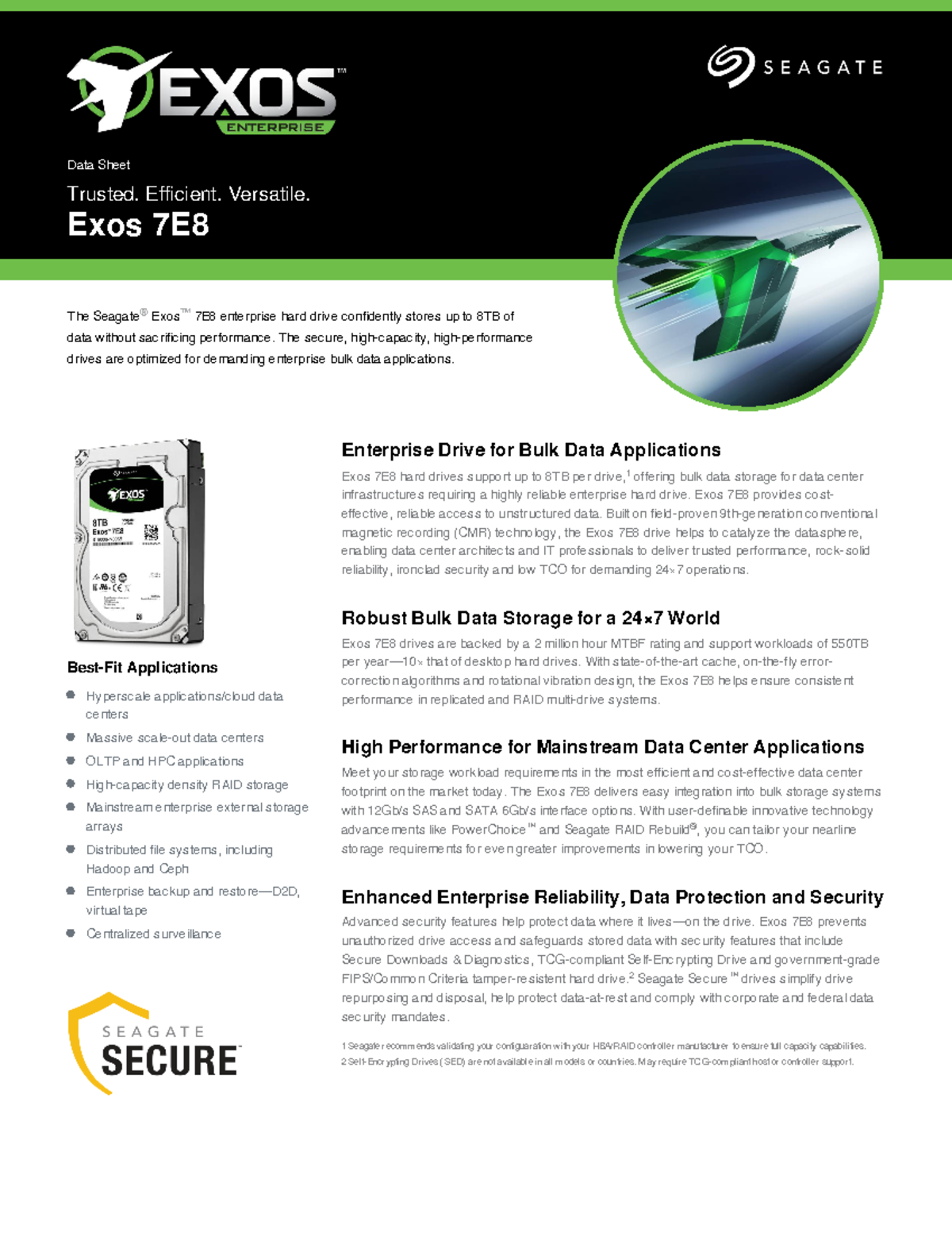 Exos HDD SPECS - Best-Fit Applications Hyperscale applications/cloud ...