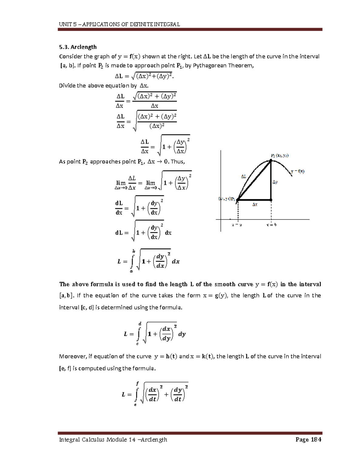 Module-14-Arclength - This document has the summary and all the notes ...