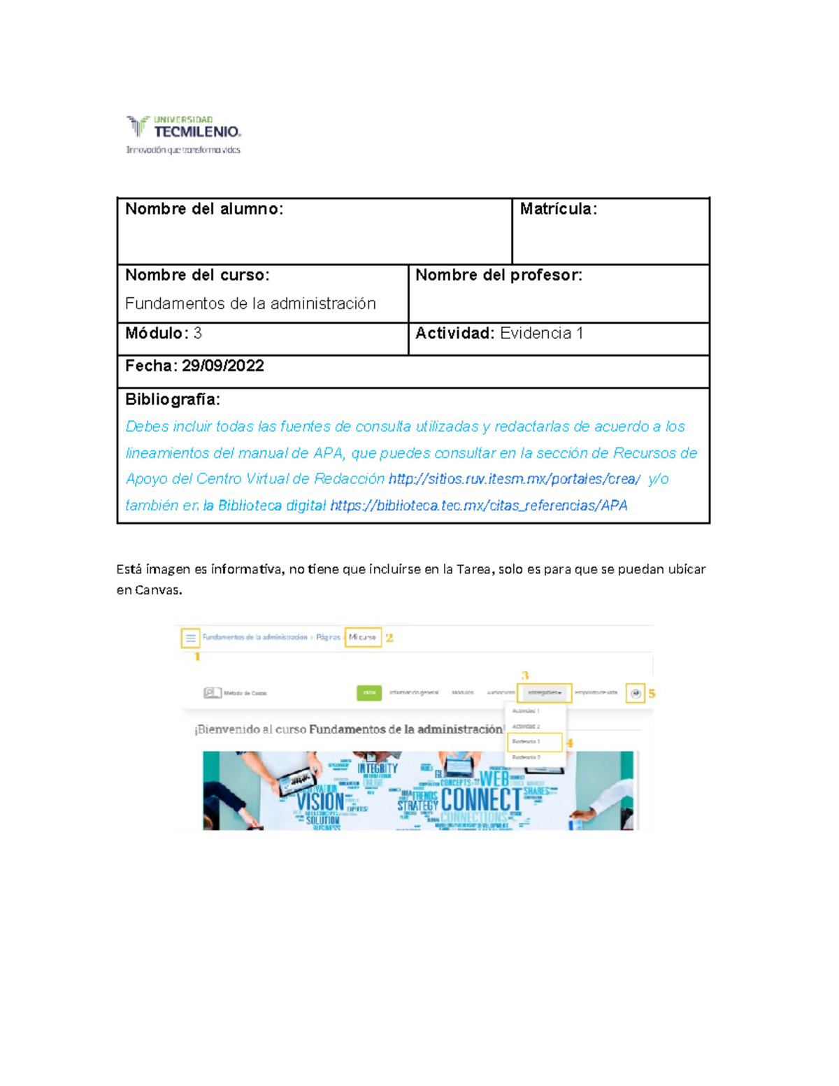 EV1.Explicación y Rúbrica Evaluación - Nombre del alumno: Matrícula: Nombre del curso ...