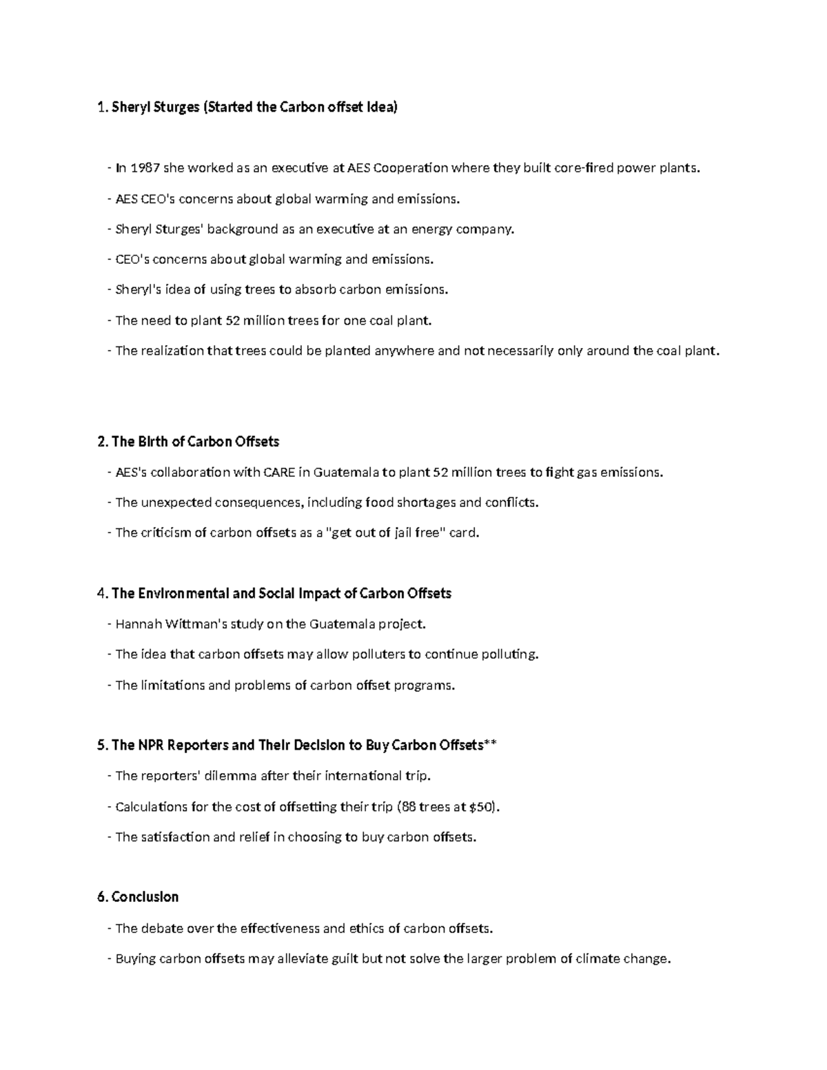 Carbon Offset Note - Sheryl Sturges (Started the Carbon offset idea) In ...