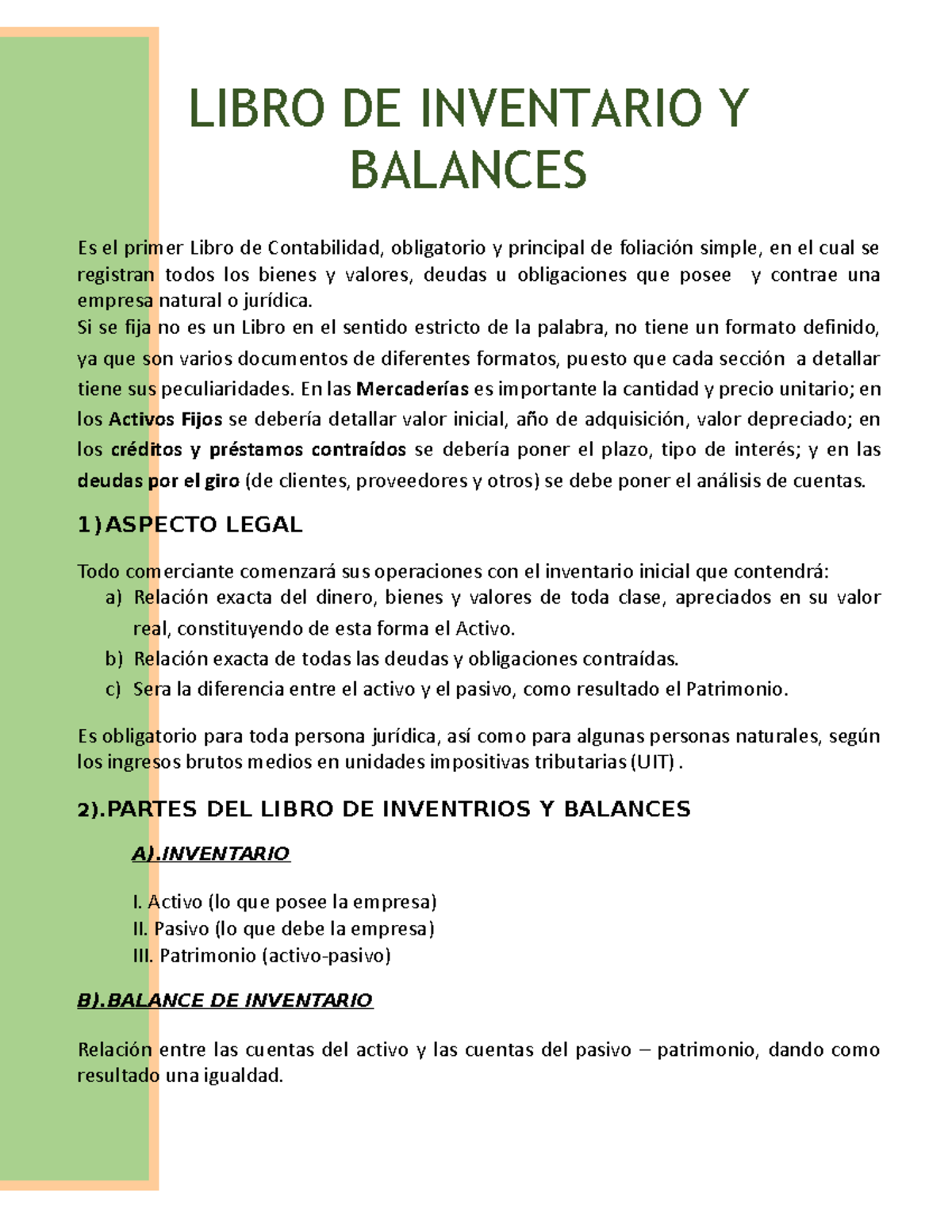 Teoria Contabilidad - Es el primer Libro de Contabilidad, obligatorio y ...