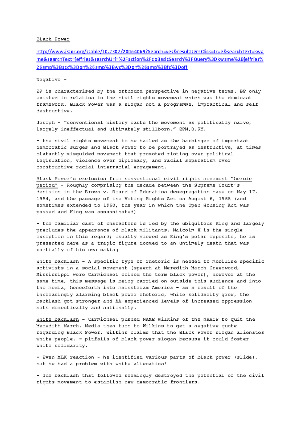 Revision Notes History of the Civil Rights Movement: Black Power and ...