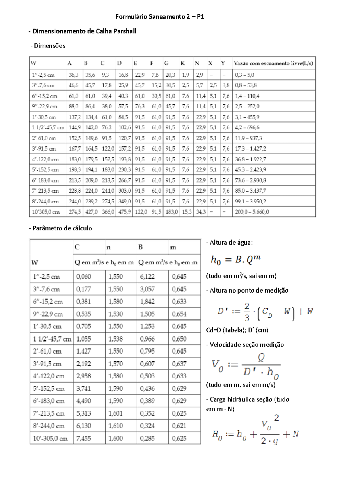 Formulário P1 Saneamento 2 HIHI - Formulário Saneamento 2 – P ...
