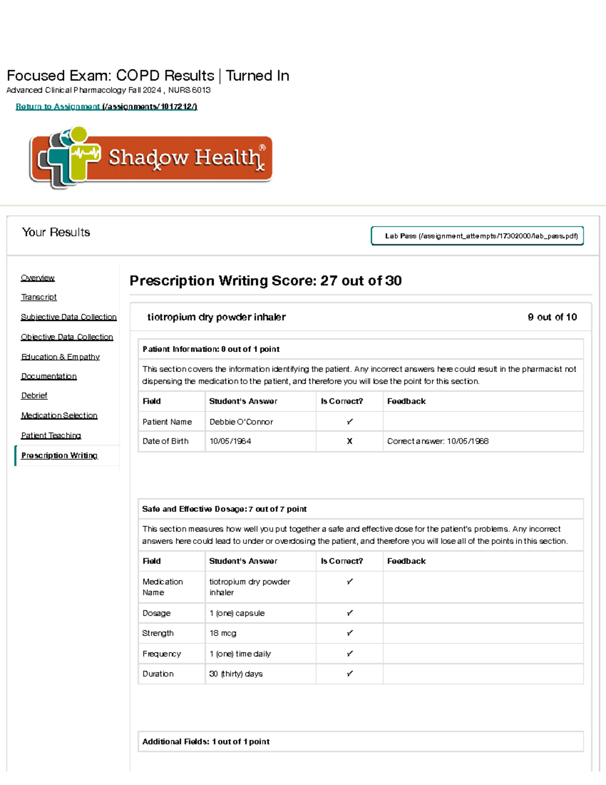 Prescription - Debbie O'Connor - Focused Exam: COPD Results | Turned In ...