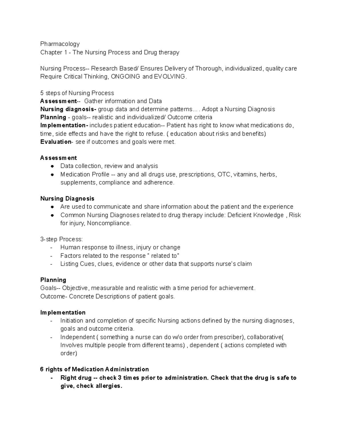 Pharmacology chapters 1-6, Lecture Notes - Pharmacology Chapter 1 - The ...