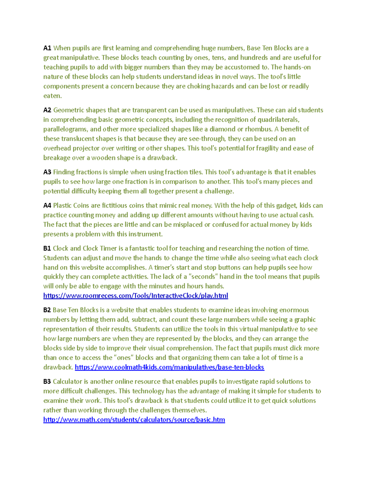 C381 Task 1 - Lesson plan assignment - Elementary Math Methods - pass ...