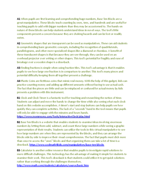 C381 task1 - Elementary mathematics methods task 1: math tools - Kaylee Garza April 6, 2022 C ...