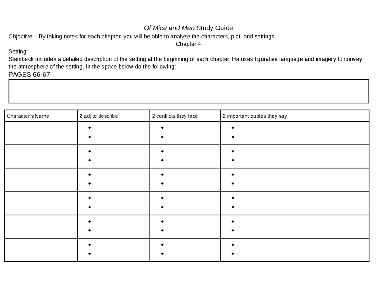 Copy of HE9 Of Mice and Men Study Guide 1-3 - Google Docs - Of Mice and ...