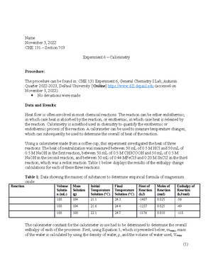 Spectrophotometry Lab Report (updated) - Yadanar Moe Dr. Park February 17th, 2023 Experiment 4 ...