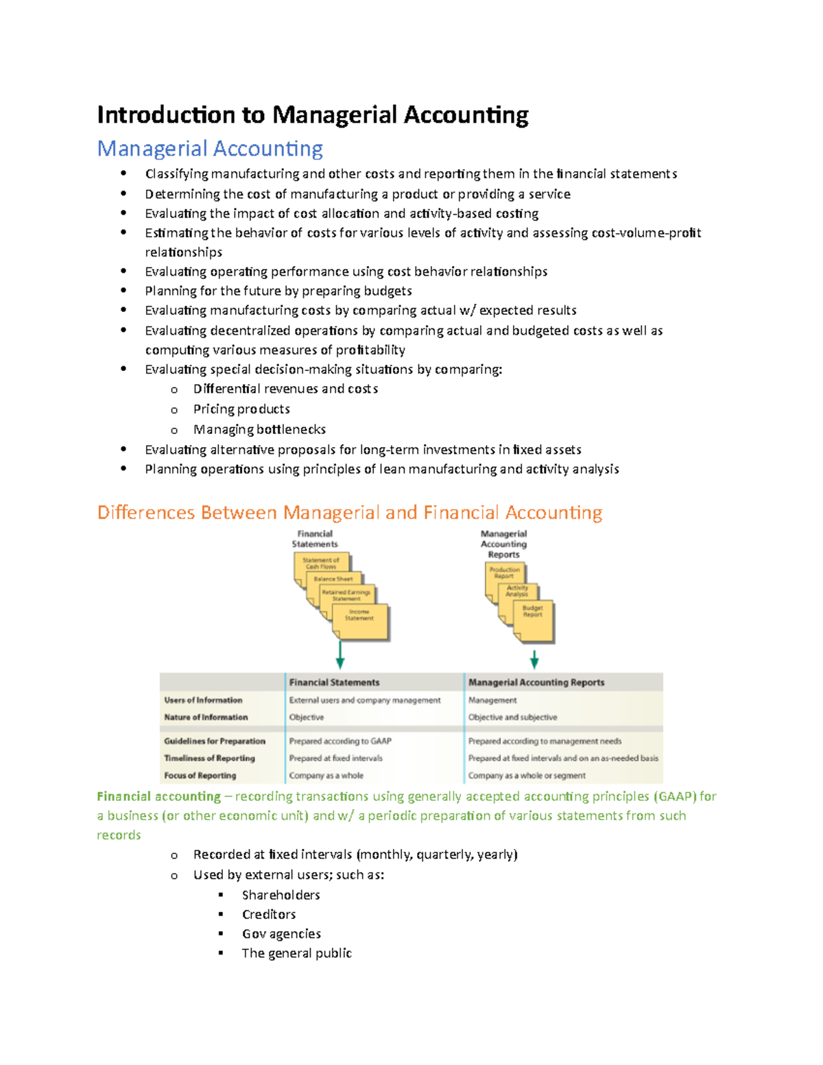 ACCT chpt1 - Introduction to Managerial Accounting - Introduction to ...