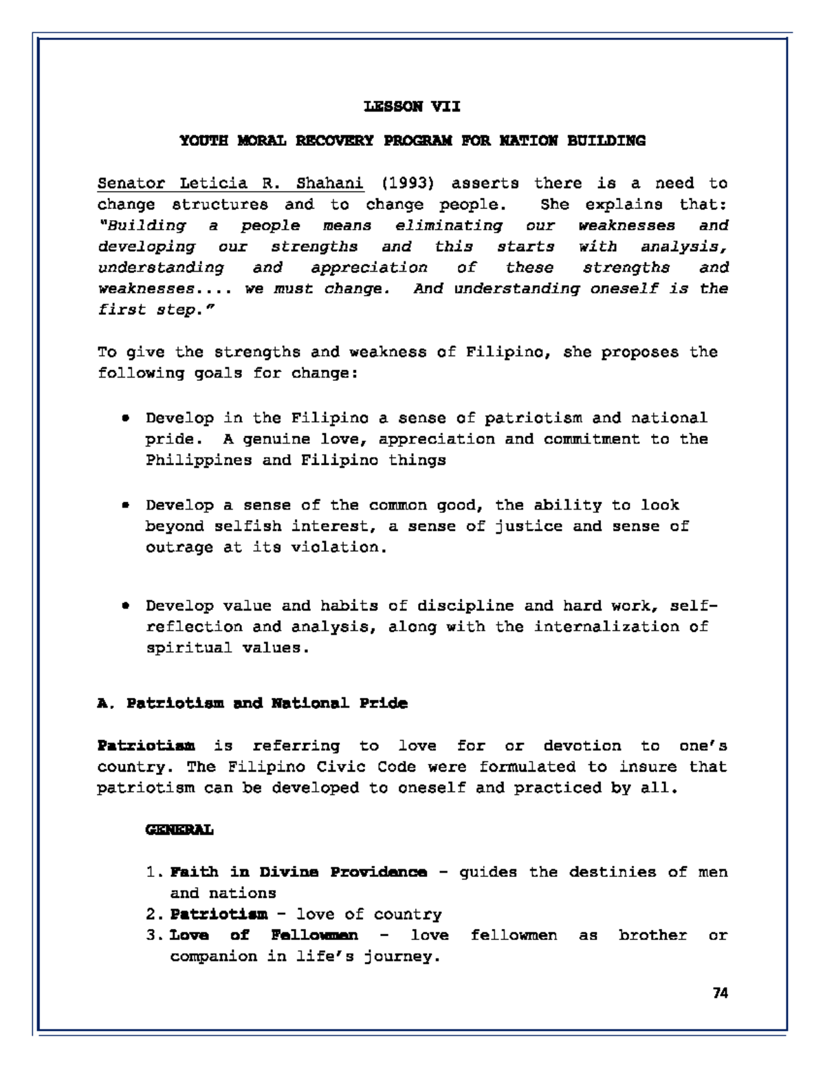 NSTP Lesson 7 8 Youth Moral and Sports - Nursing - Studocu