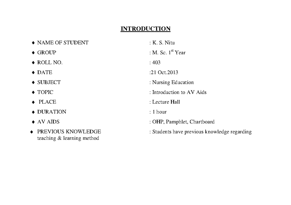 Lessonplanavaids-140122113257-phpapp 02 - INTRODUCTION NAME OF STUDENT ...
