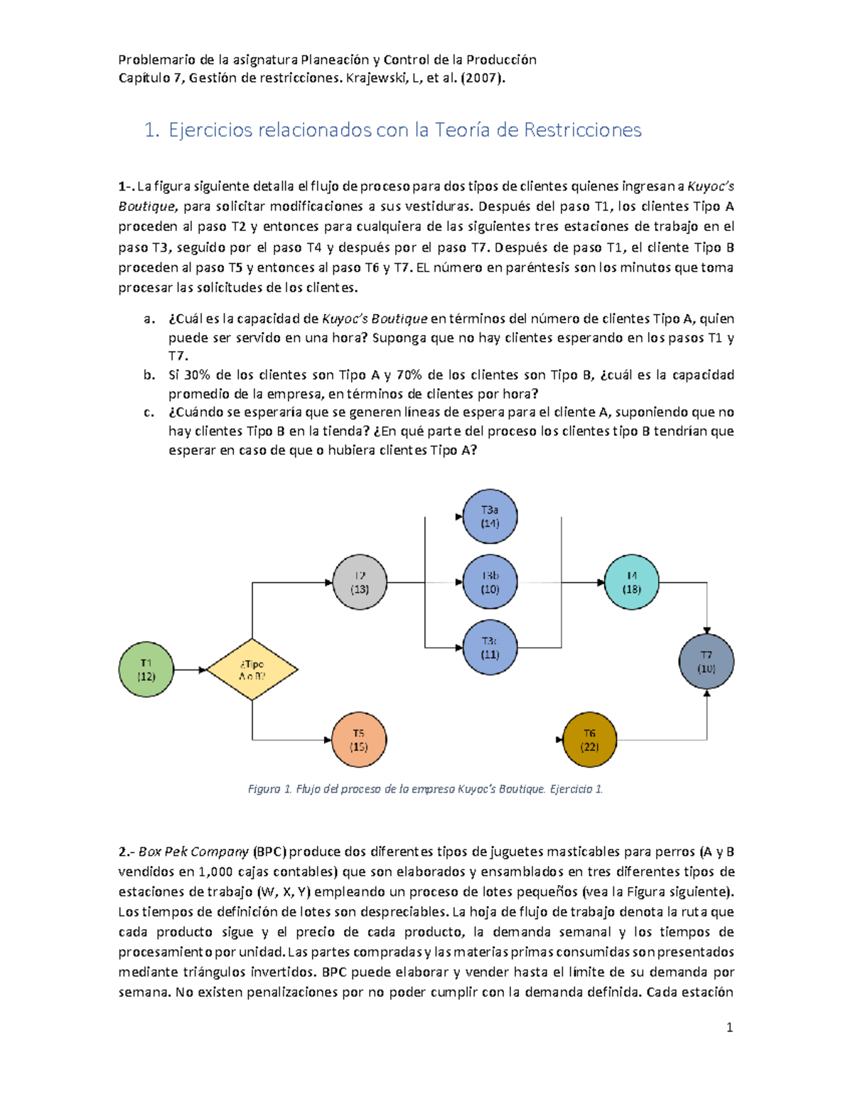 13 - Ejercicios de teoría de restricciones - Capítulo 7, Gestión de ...