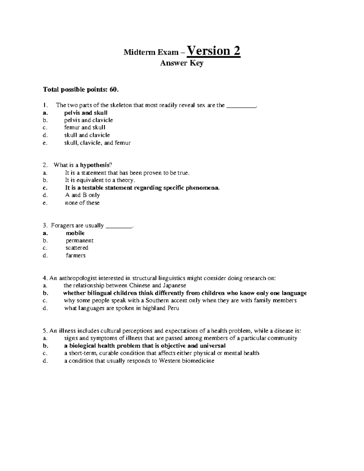 1AA3 13 Midterm exam Version 2 answer key - Midterm Exam – Version 2 ...