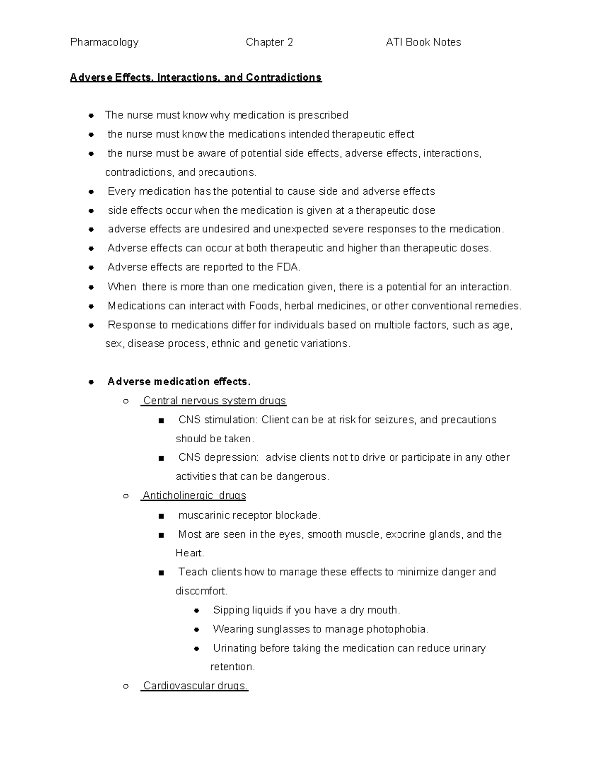 Pharm ATI Ch5 Book notes - Pharmacology Chapter 2 ATI Book Notes ...