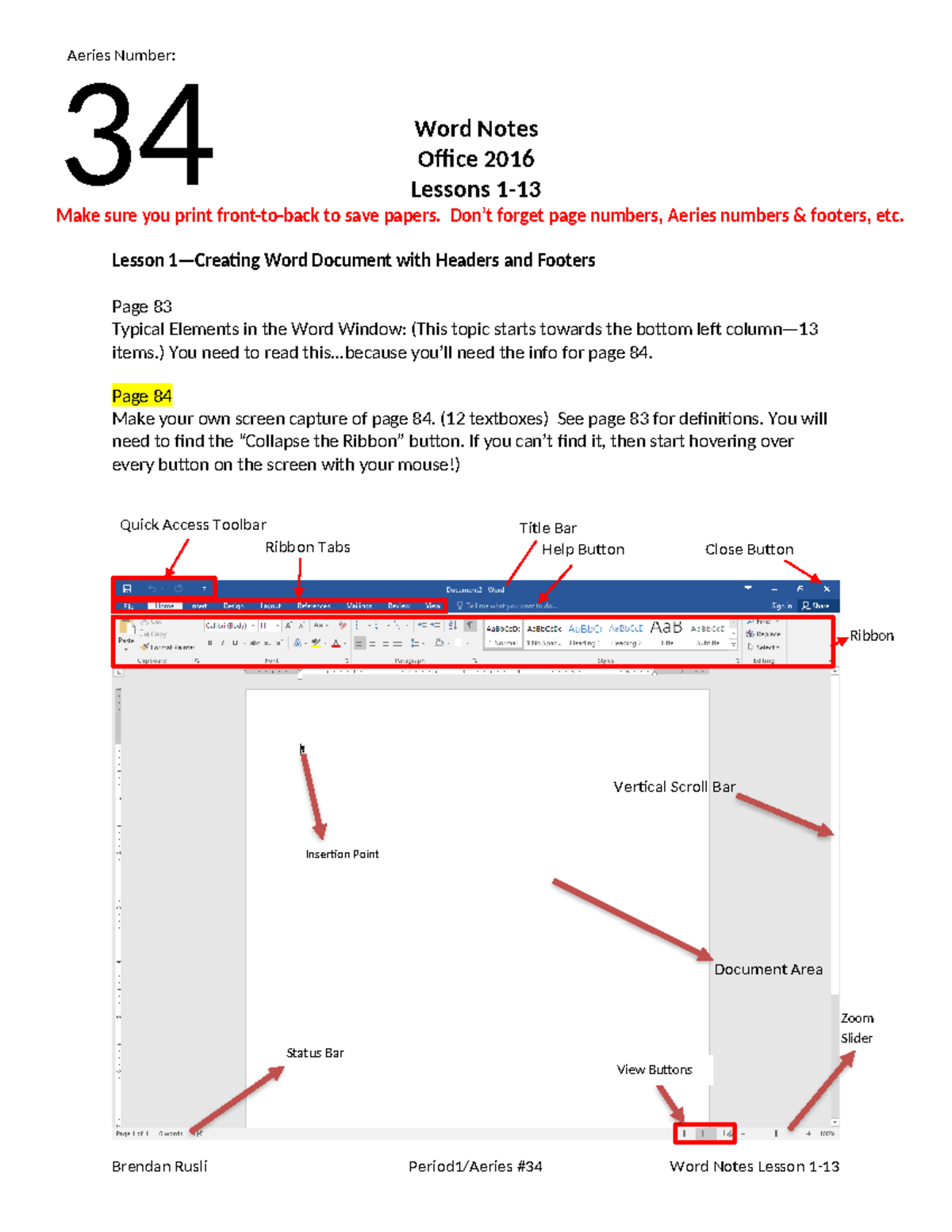 Copy of Word Notes-Lessons 1-13-2016 - Word Notes Office 2016 Lessons 1 ...