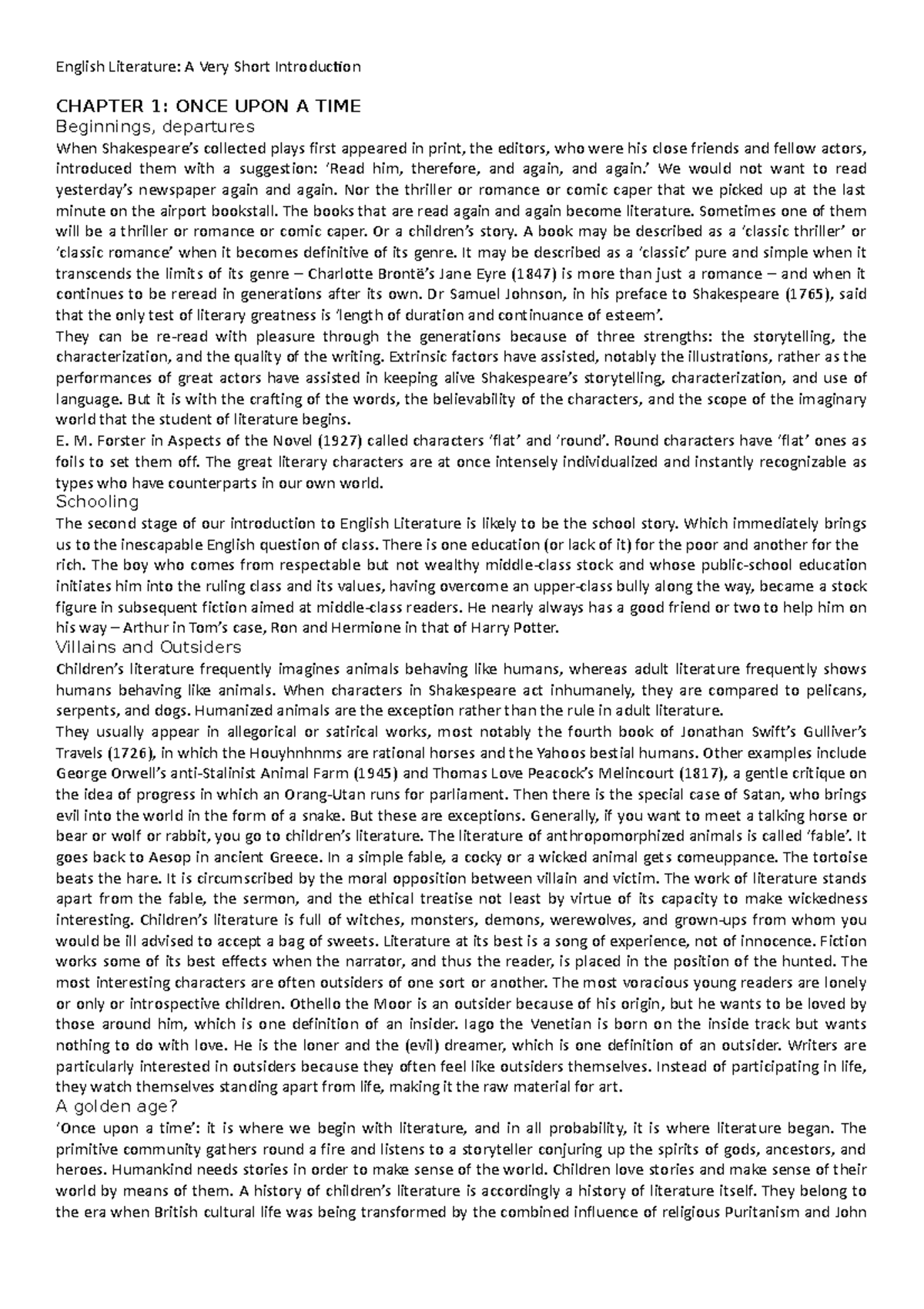 English Literature - a Very Short Introduction - CHAPTER 1: ONCE UPON A ...
