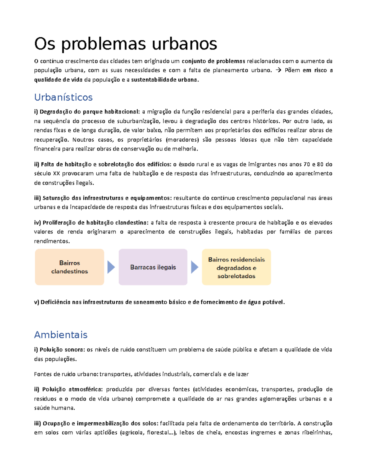 Os problemas urbanos e soluções - Os problemas urbanos O contínuo ...