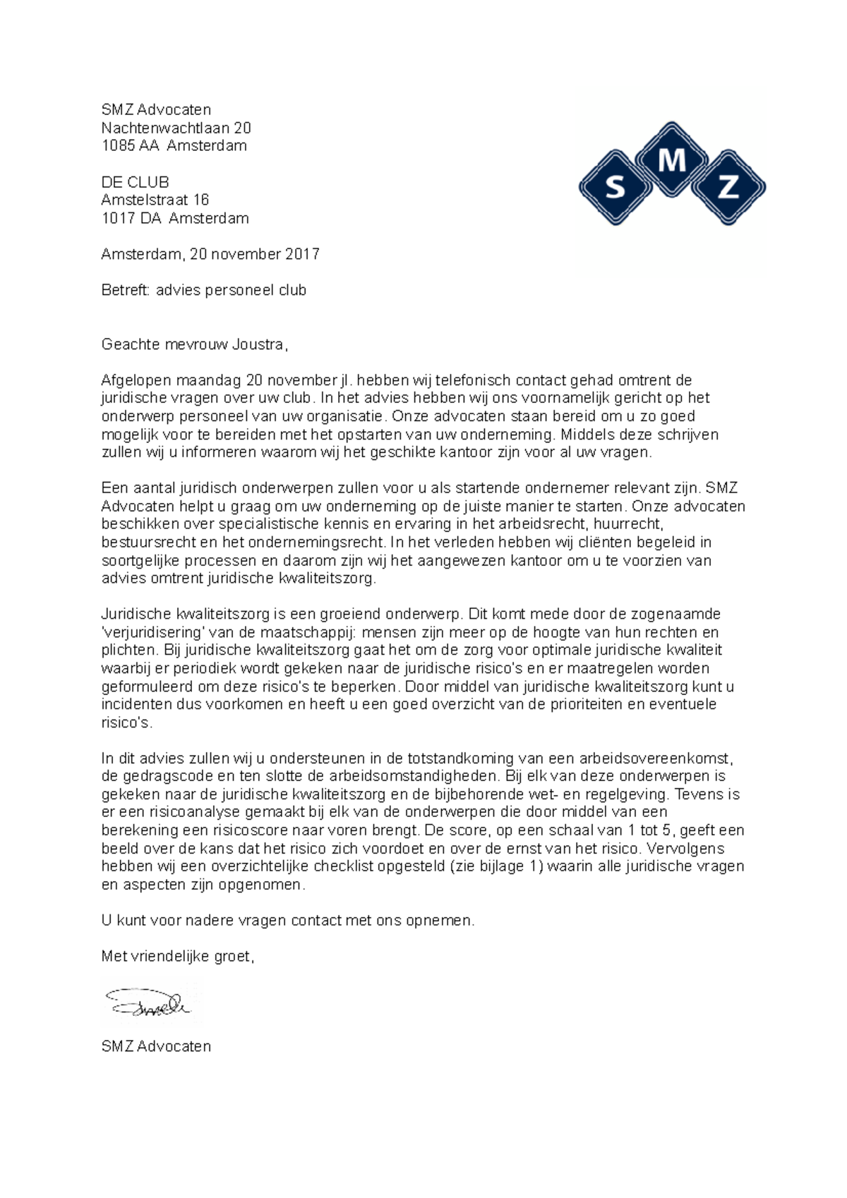 Adviesmemo JKZ - Groepsopdracht - SMZ Advocaten Nachtenwachtlaan 20 ...
