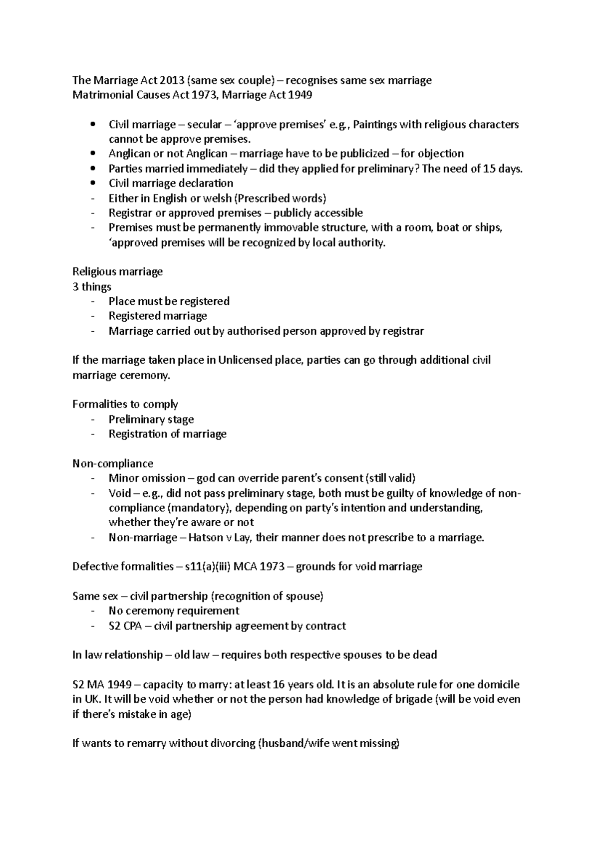 Family law marriage rules - The Marriage Act 2013 (same sex couple ...