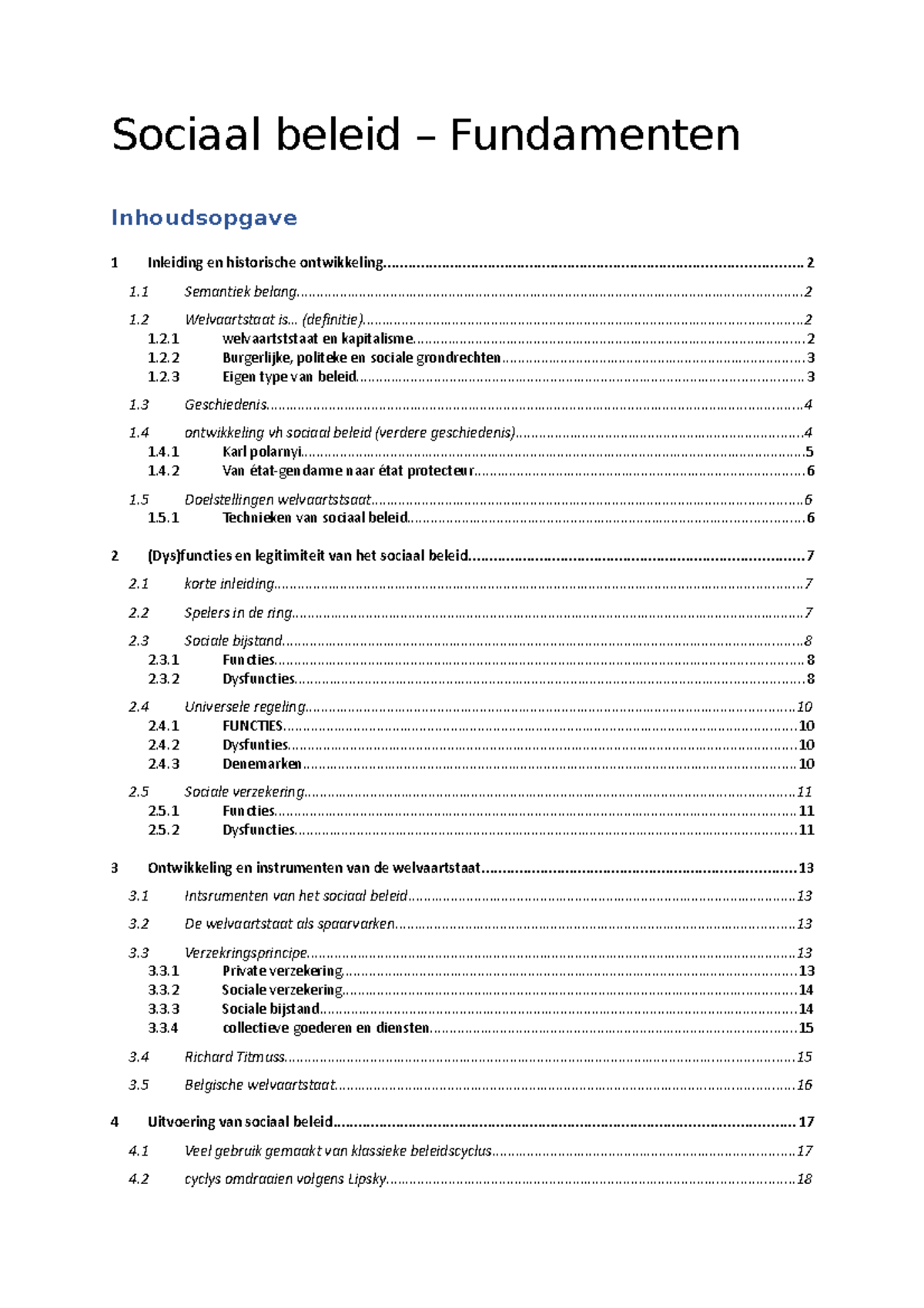 Fundamenten van het Sociaal Beleid - Sociaal beleid – Fundamenten 1 ...