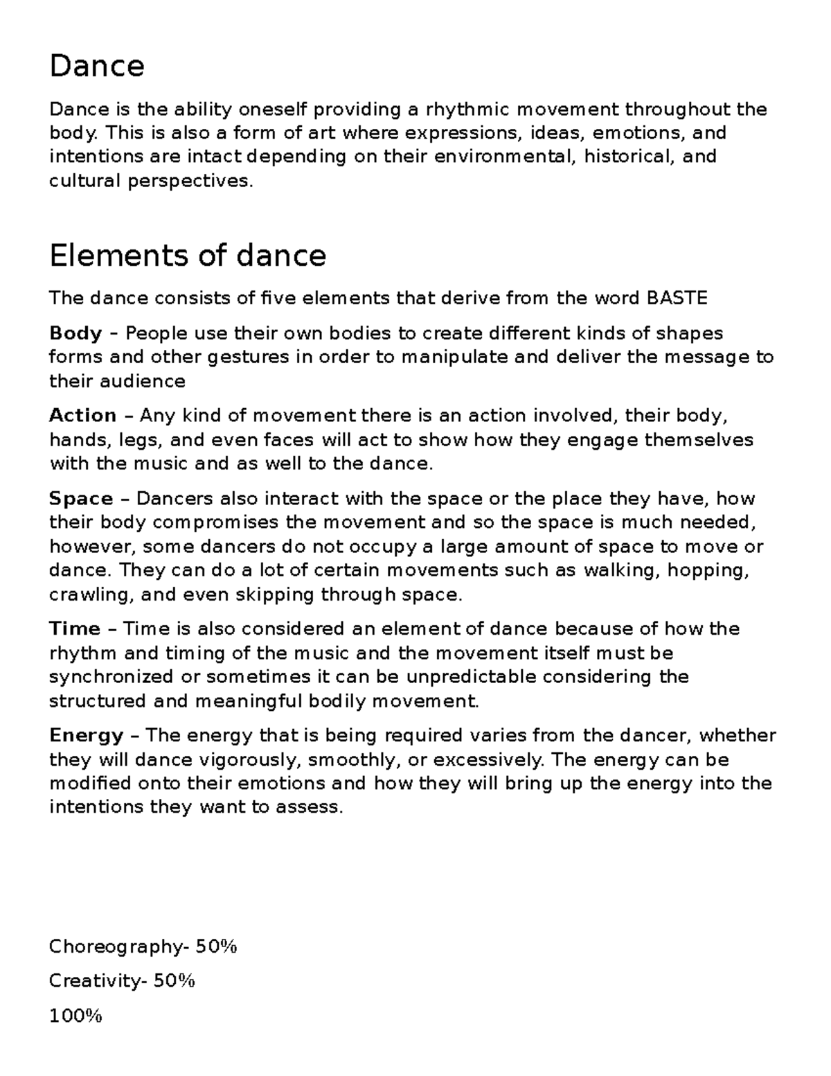 Dance - The copy of activity and derived in Grade 11 - Dance Dance is ...