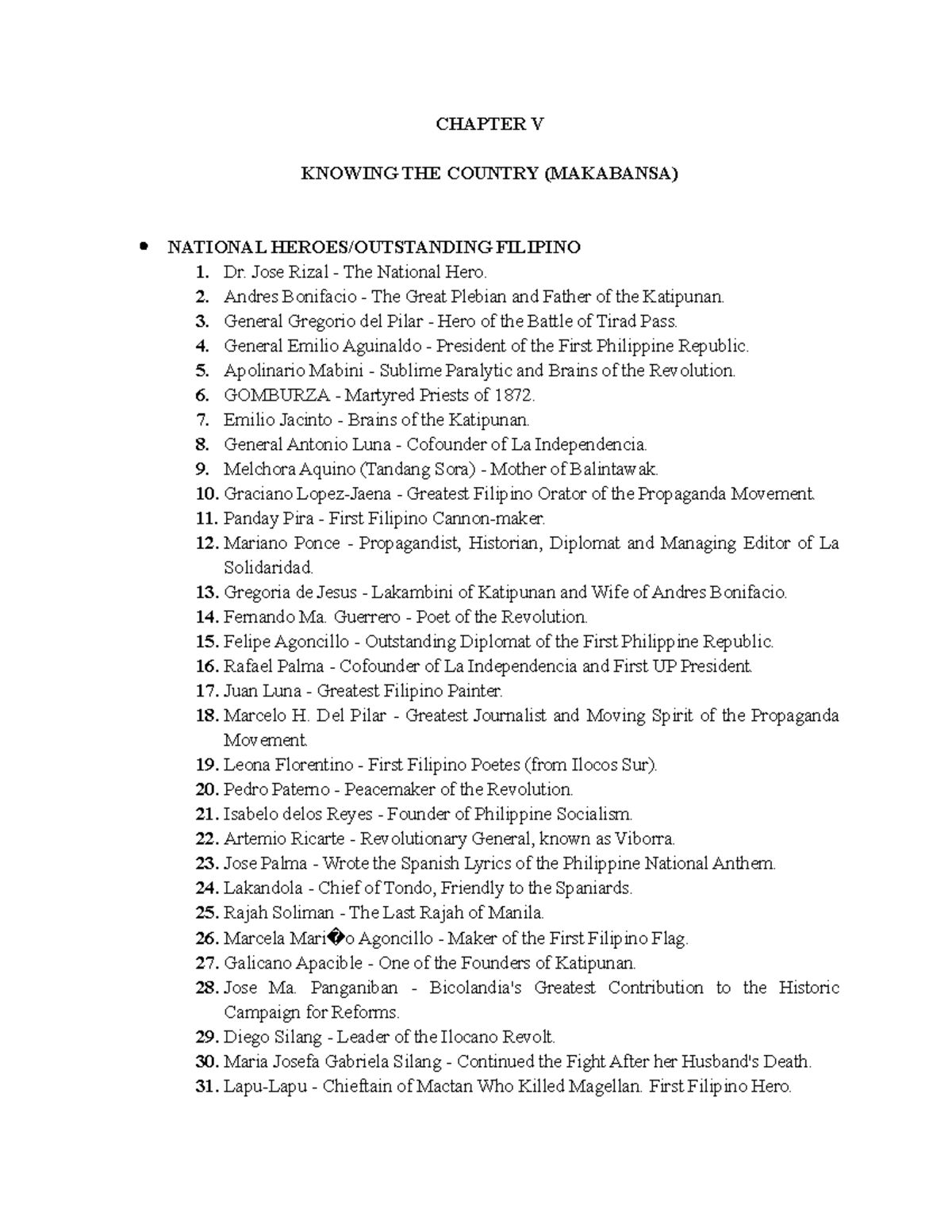 Chapter V Knowing the Country Makabansa - CHAPTER V KNOWING THE COUNTRY ...