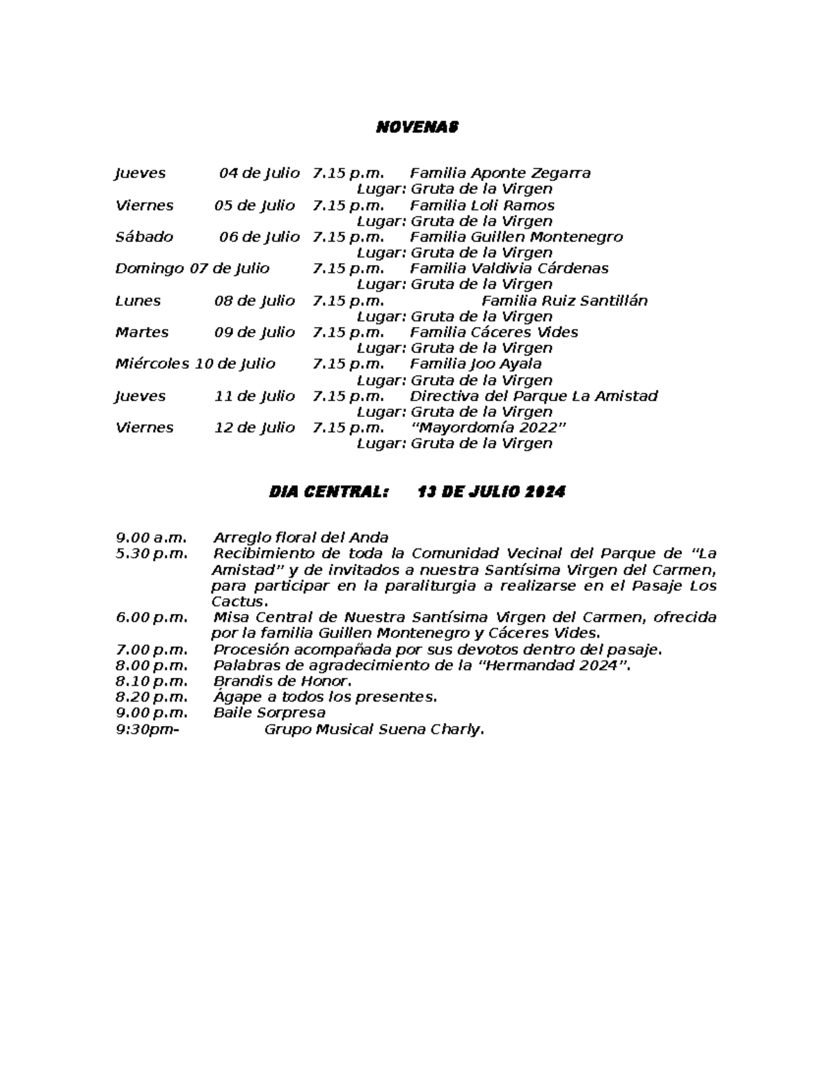 Invitacion ACT - wefwefwe - NOVENAS Jueves 04 de Julio 7 p. Familia ...