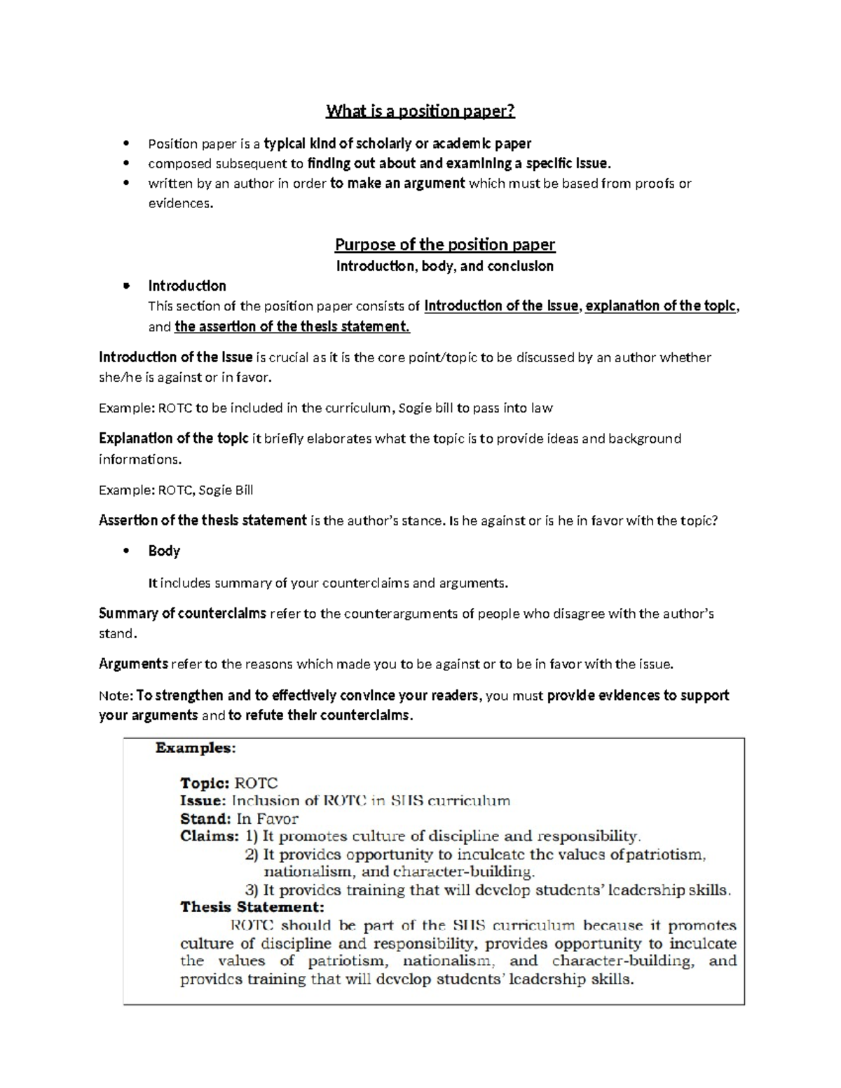 English 4 - Module 3 - N/A - What is a position paper? Position paper ...