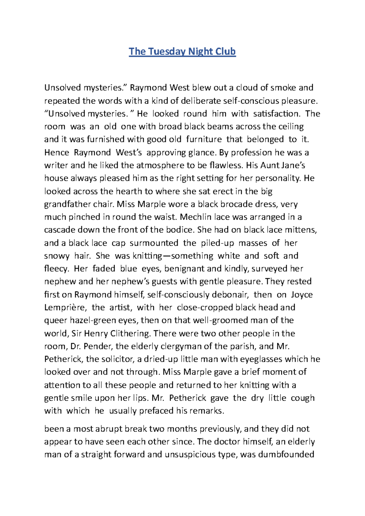 The Tuesday Night Club - Summary B.com programme - The Tuesday Night ...